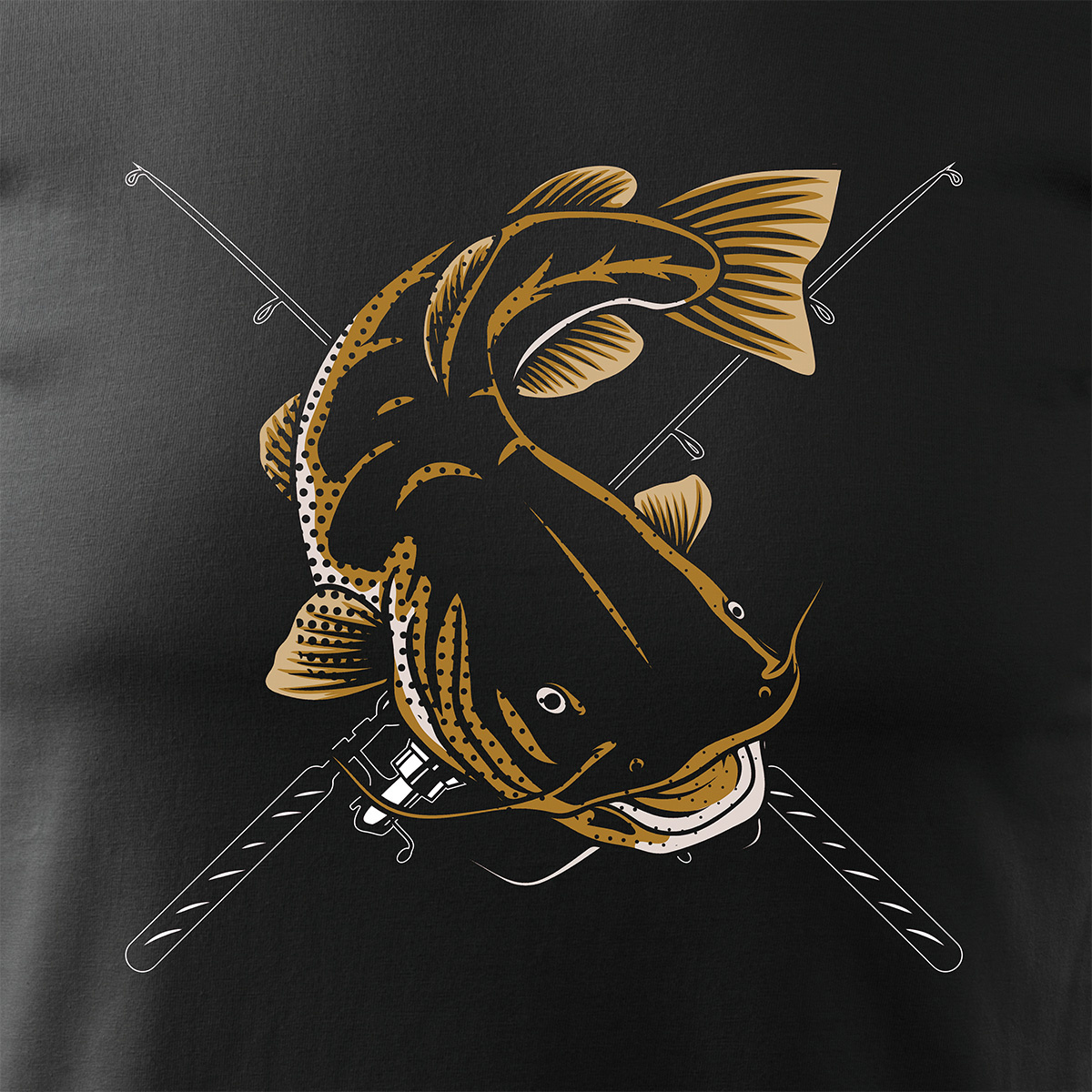Koszulka na ryby dla wędkarza sum z sumem karp wędkarska męska czarna ...