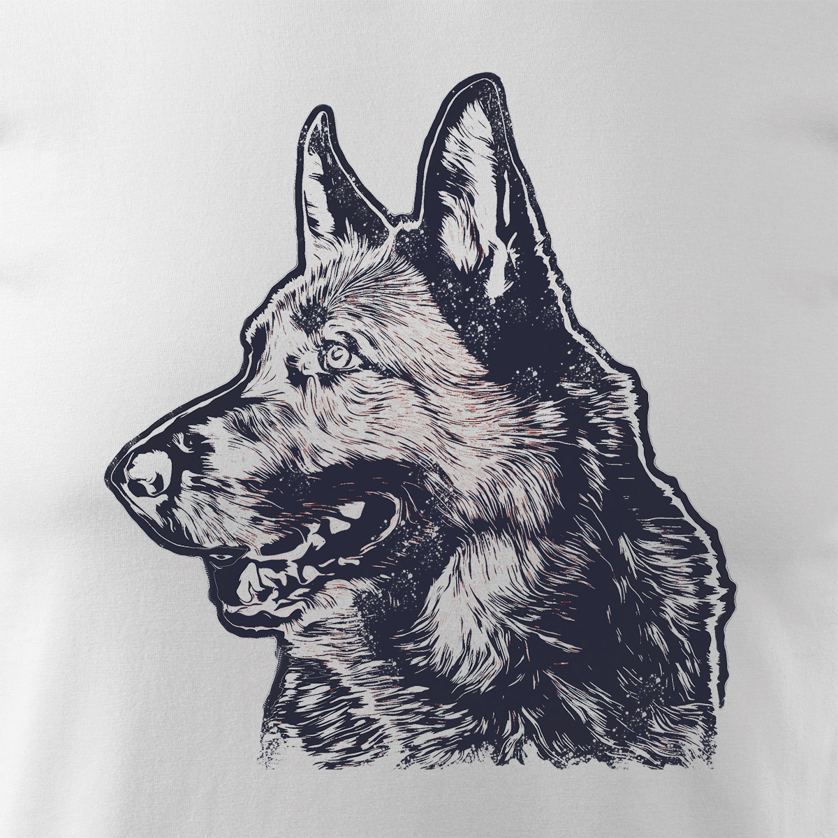 Koszulka z owczarkiem niemieckim owczarek niemiecki wilczur męska biała ...